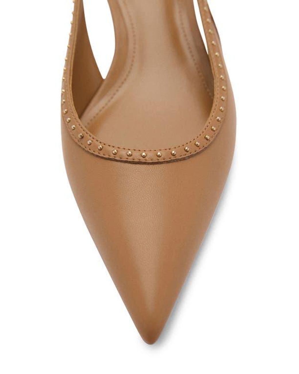 Mango Stud Pointed Toe Kitten Heel Slingback Pump in Natural | Lyst