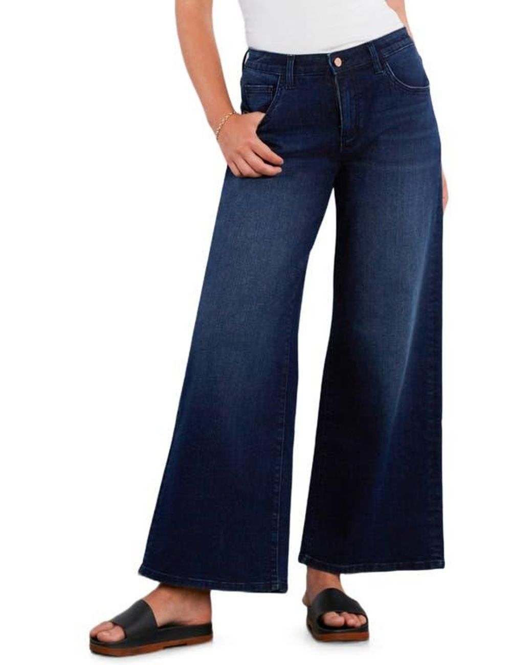 HINT OF BLU Relaxed Wide Leg Jeans in Blue | Lyst