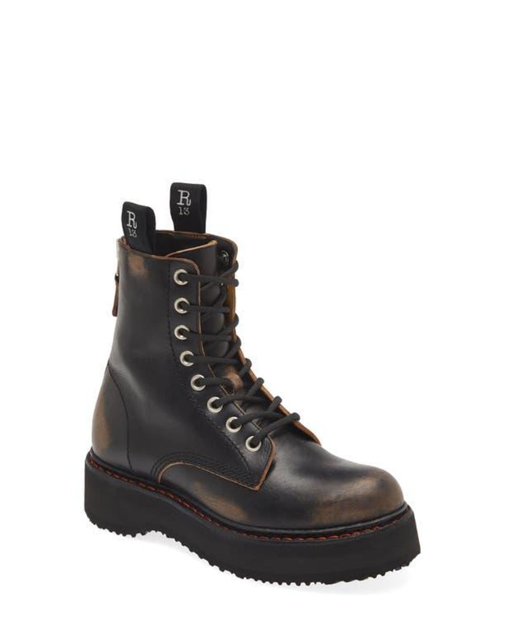 R13 Platform Combat Boot in Black | Lyst