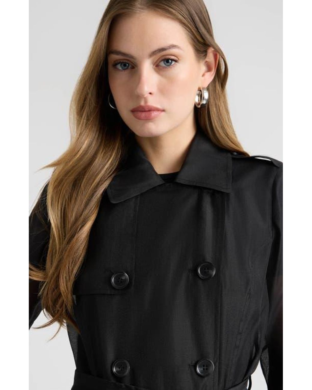 NVLT Sheer Trench Coat in Black | Lyst