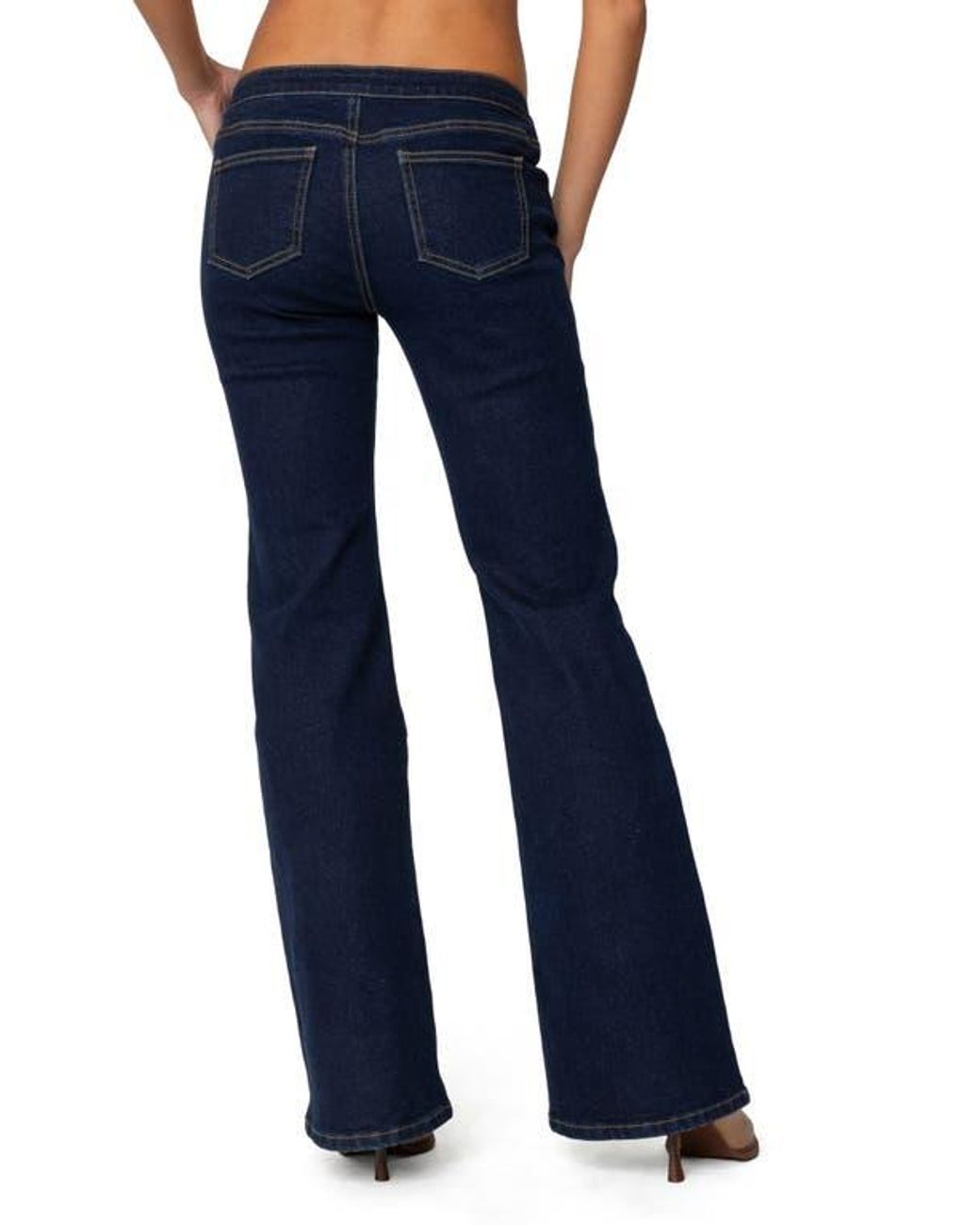 Edikted Alison Low Rise Flare Jeans in Blue | Lyst