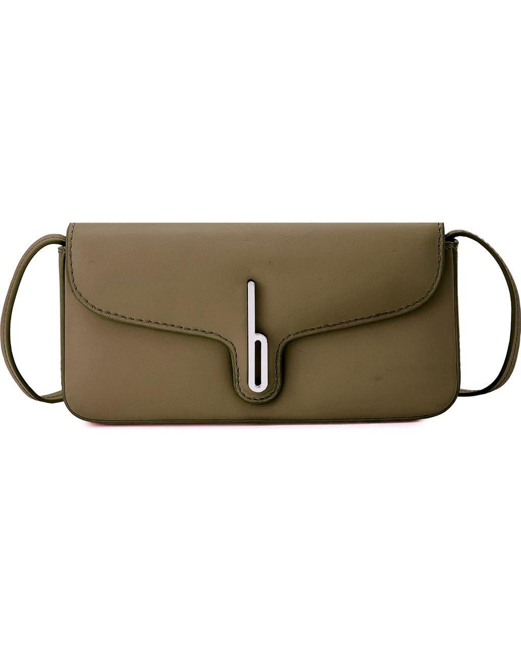 BEHNO Mini Claudia Pebble Leather Crossbody Bag in Green | Lyst