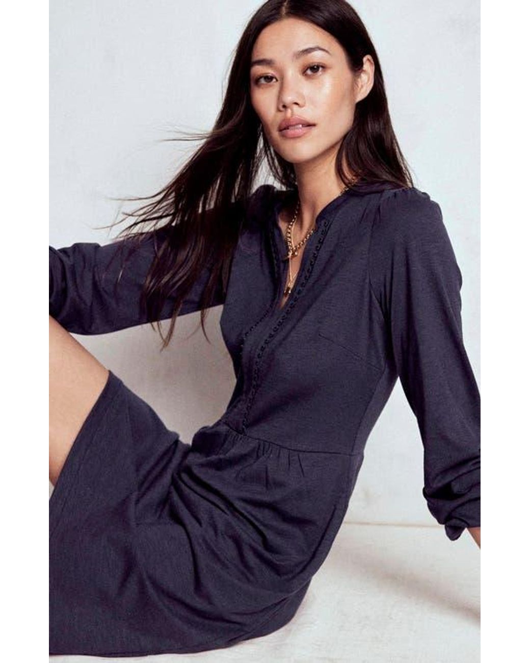 Boden Naomi Long Sleeve Jersey Dress in Blue | Lyst