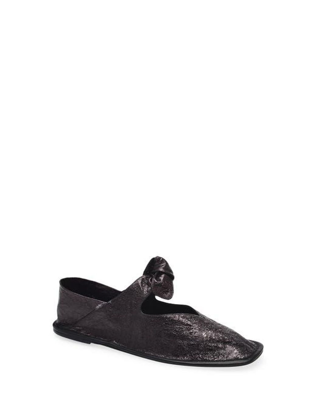 Hereu Llasada Crinkled Square Toe Flat in Black | Lyst