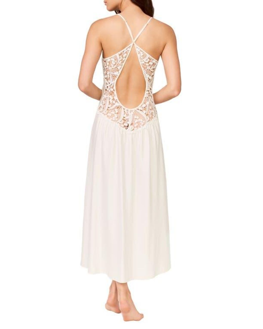 Rya Collection Isles Charmeuse & Venetain Lace Nightgown in White | Lyst