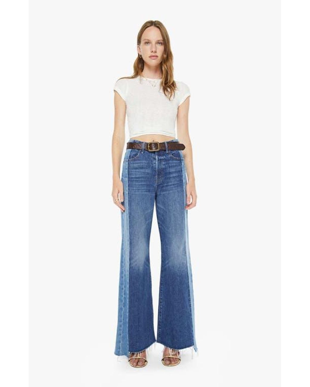 Mother The Magpie Embossed Leather Belt in Blue | Lyst