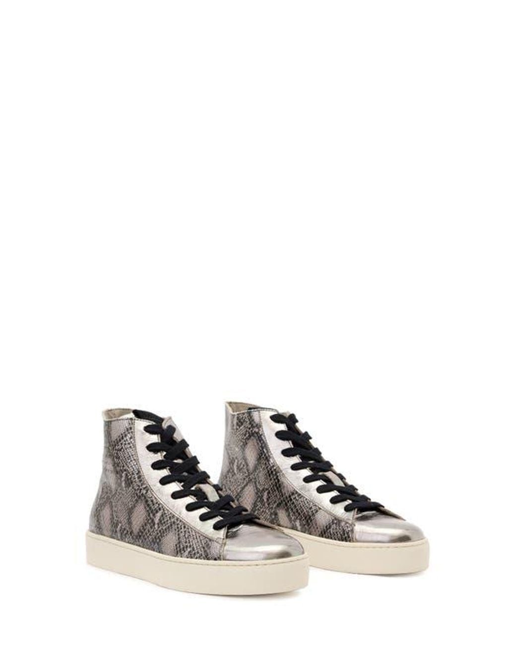 AllSaints Tana Metallic High Top Sneaker in White | Lyst