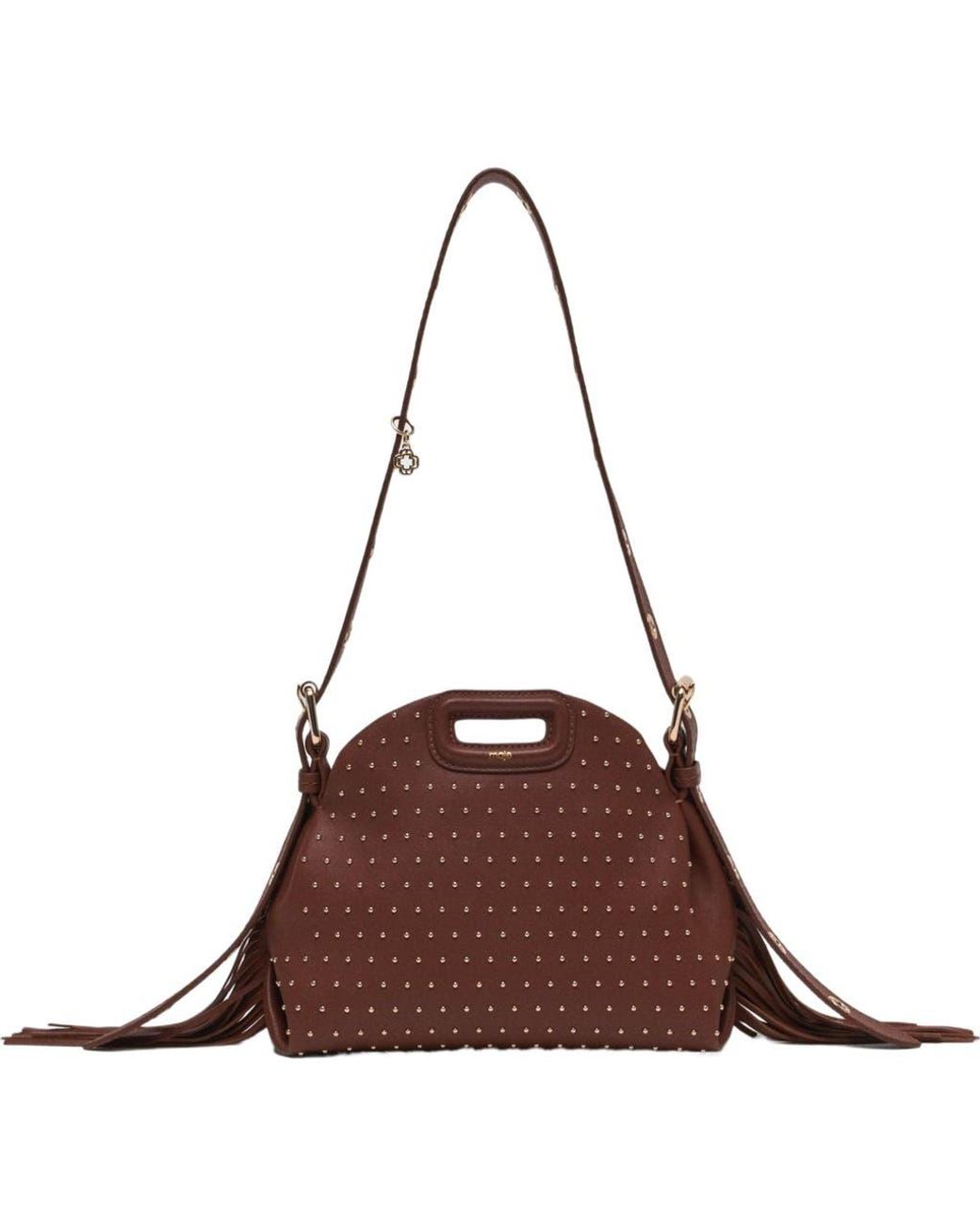 Maje Miss M Mini Leather Studded Bag in Brown | Lyst