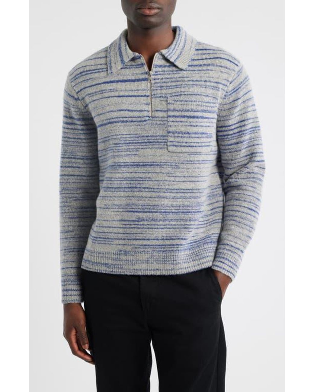 Wax London Alpha Space Dye Quarter Zip Polo Sweater in Gray for Men | Lyst