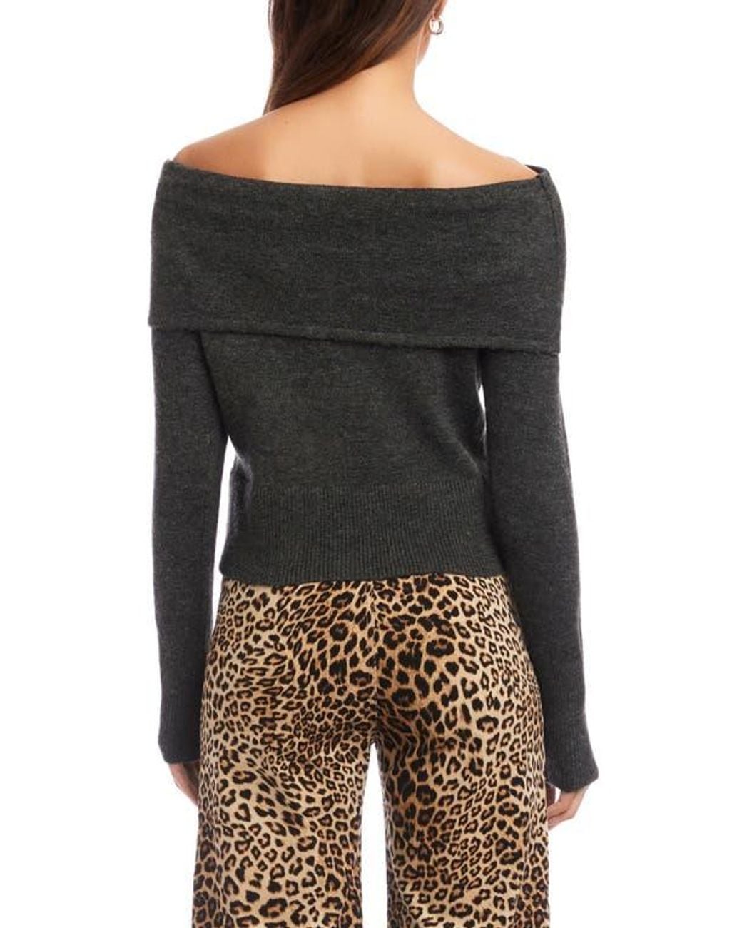 Fifteen Twenty Monique Off The Shoulder Foldover Rib Sweater in Black ...