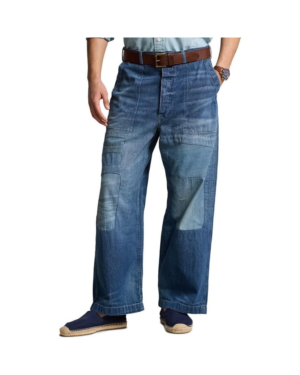 Polo Ralph Lauren Naval Patchwork Straight Leg Jeans in Blue for Men | Lyst