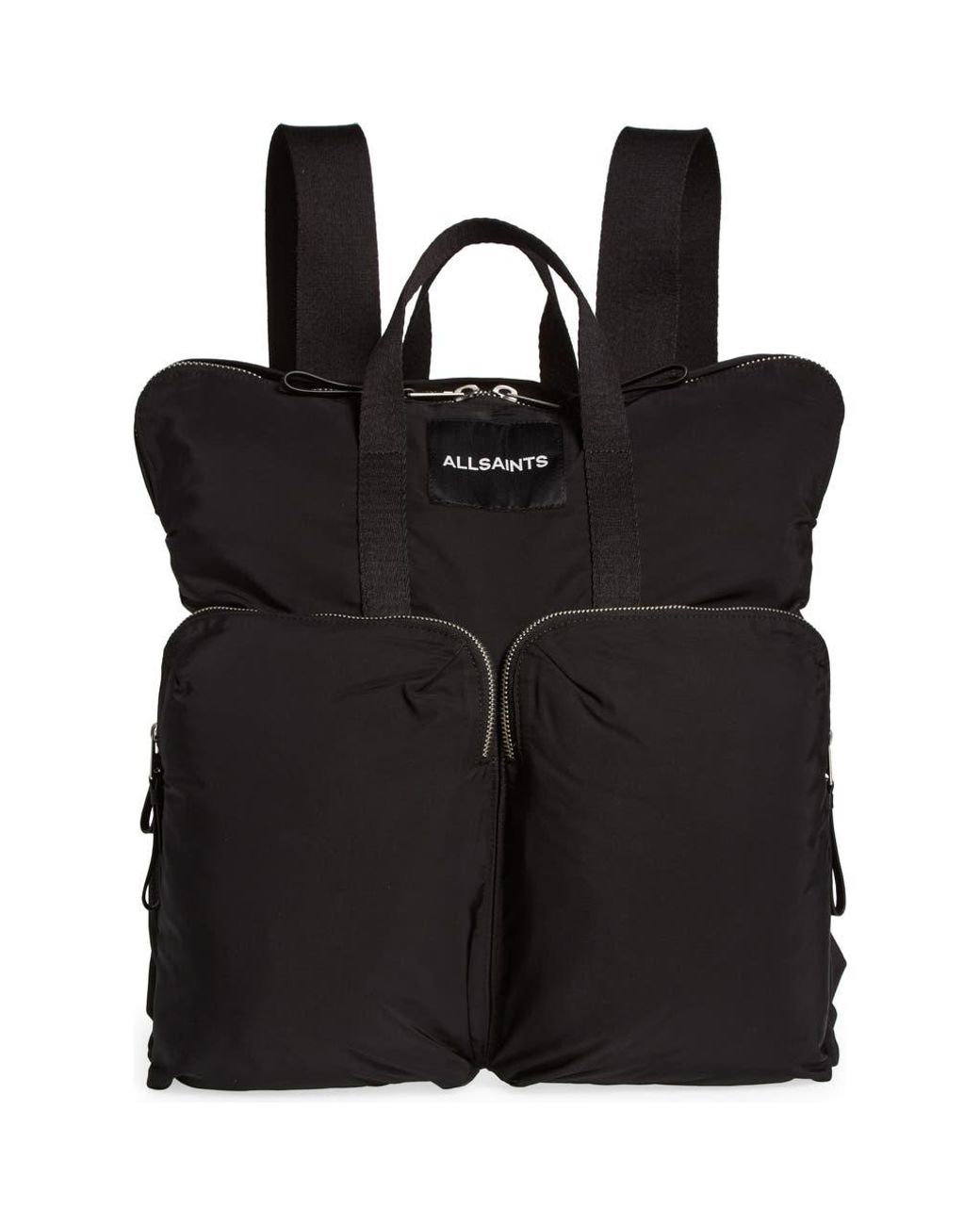 AllSaints Force Recycled Polyester Backpack in Black | Lyst