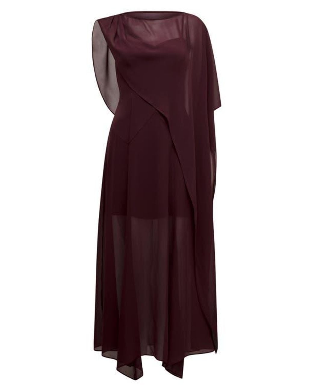 EVER NEW Honey Sheer Maxi Dress With Cape in Purple | Lyst