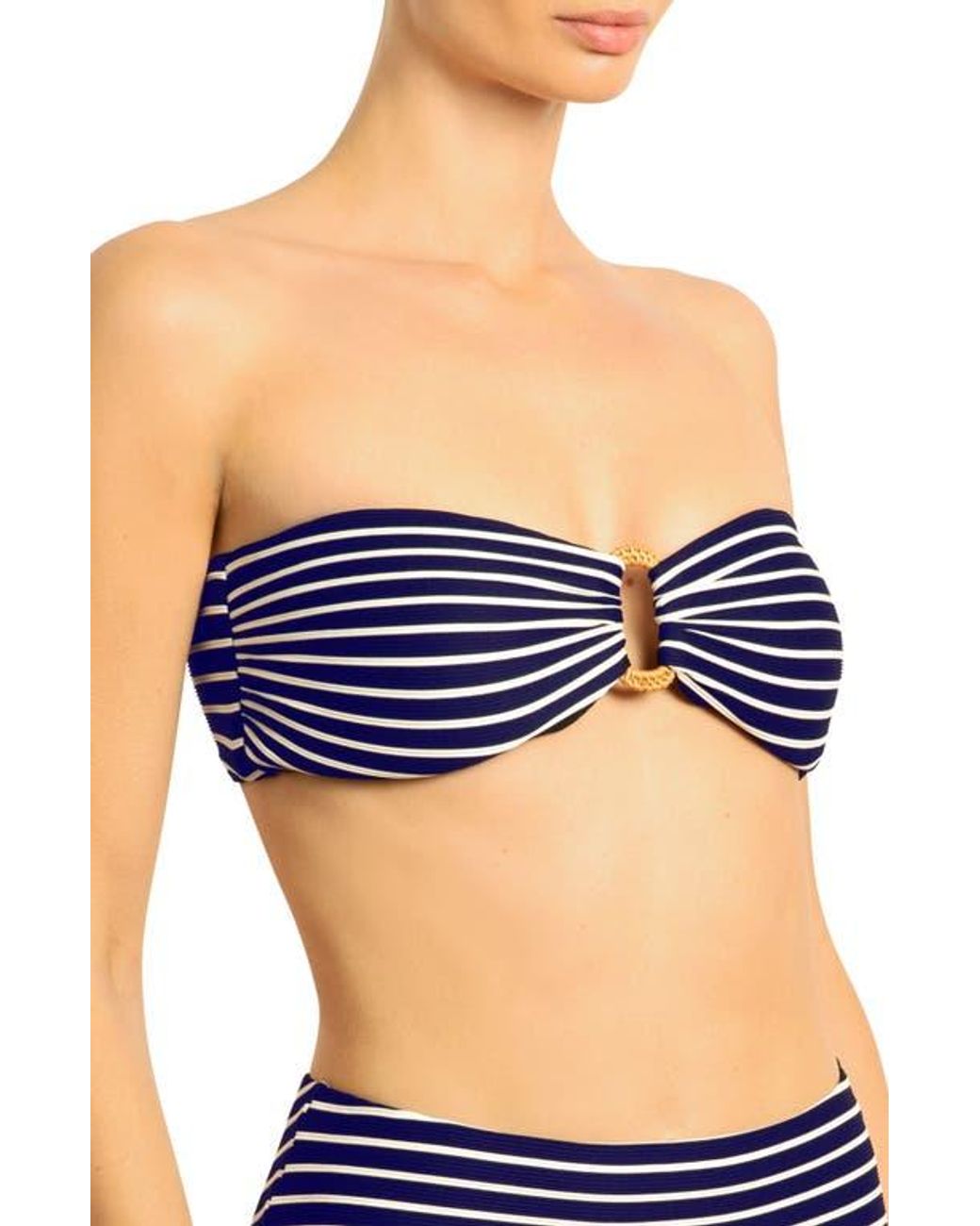 Robin Piccone Parker Stripe Bandeau Bikini Top in Blue | Lyst