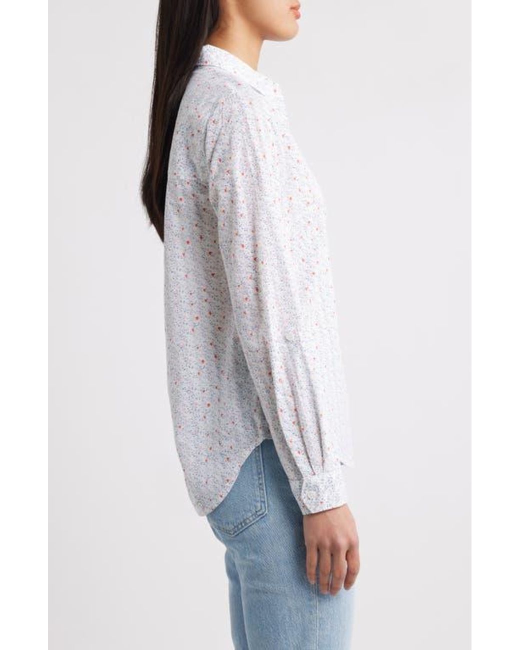 Beach Lunch Lounge Karolee Heart Print Cotton Button-Up Shirt in Blue ...