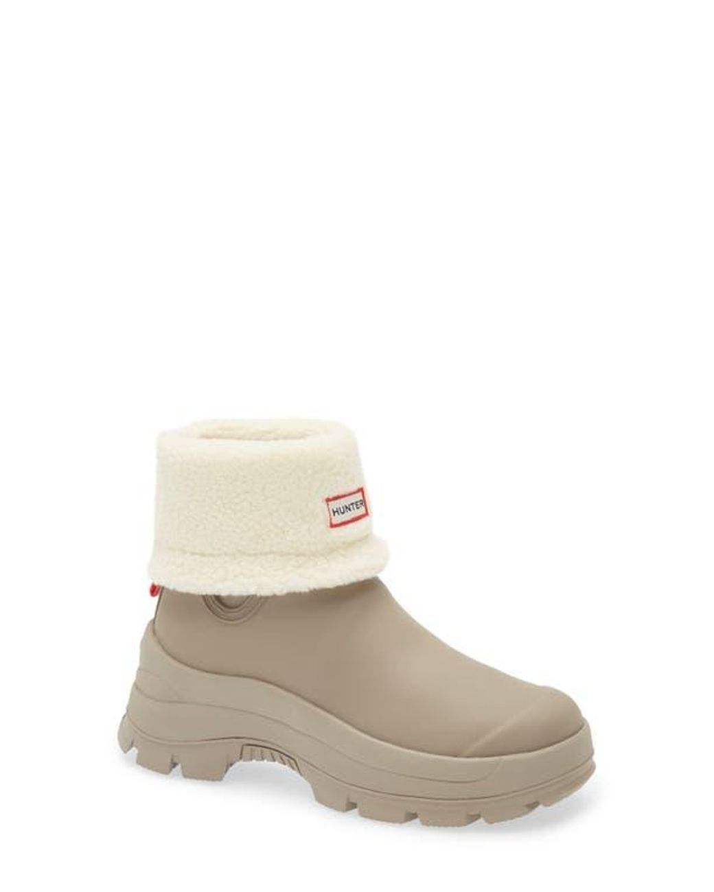 HUNTER Esme Lug Sole Waterproof Snow Bootie in White | Lyst
