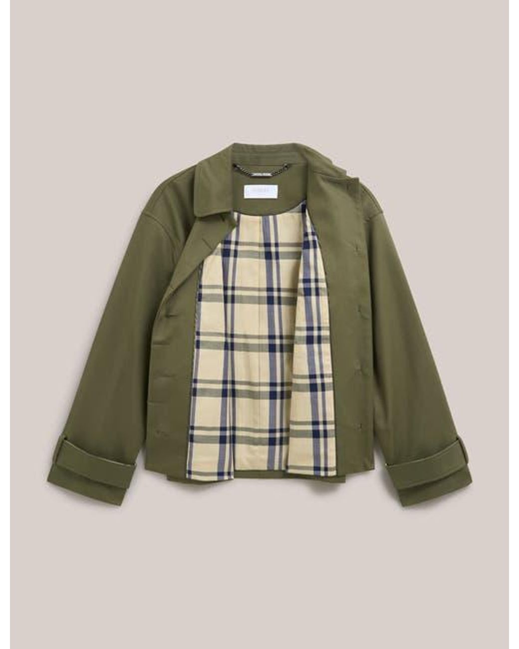 Hobbs Frida Collared Cropped Trench Coat in Blue | Lyst