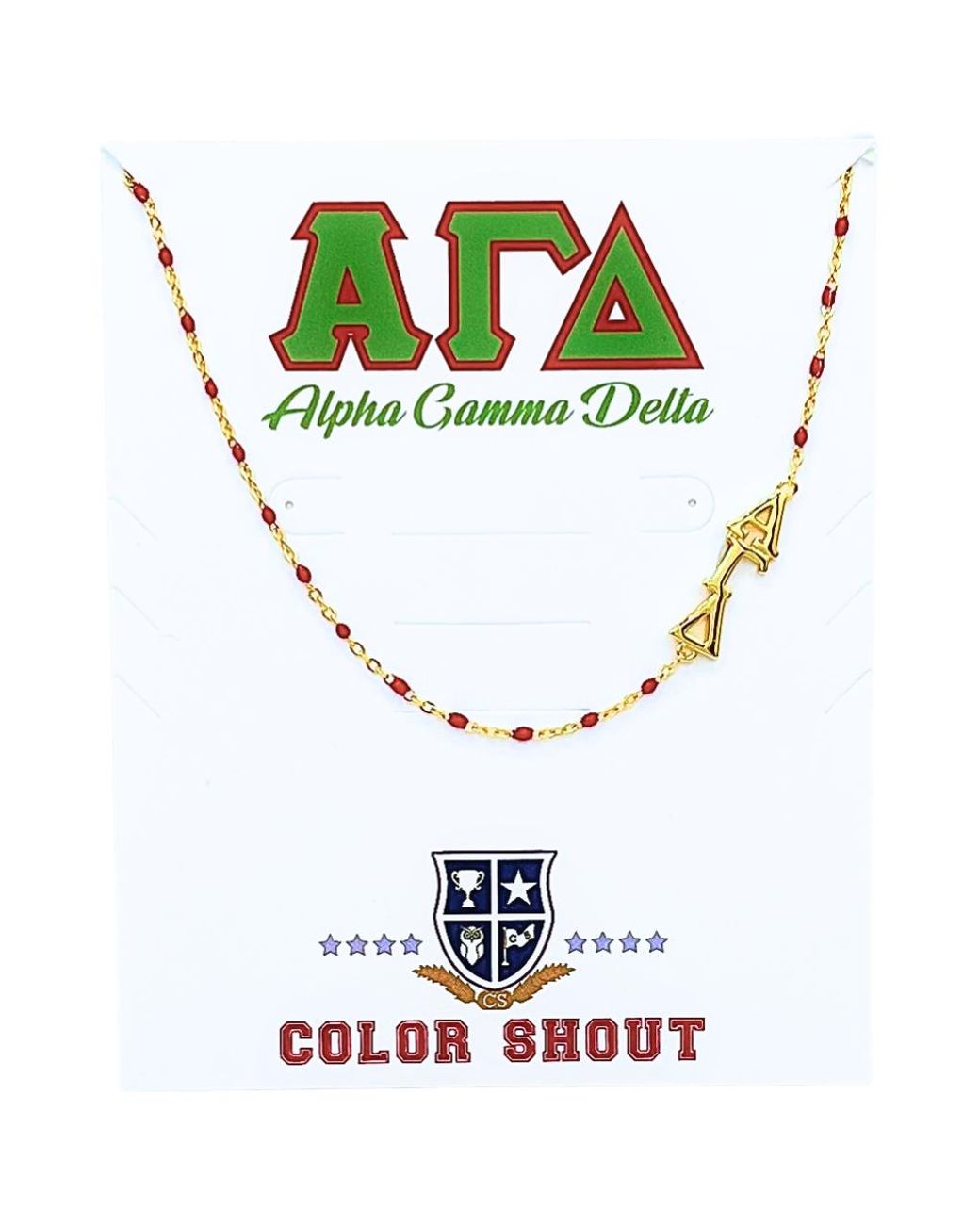 Color Shout Alpha Gamma Delta Greek Letter Side Set Necklace in White ...