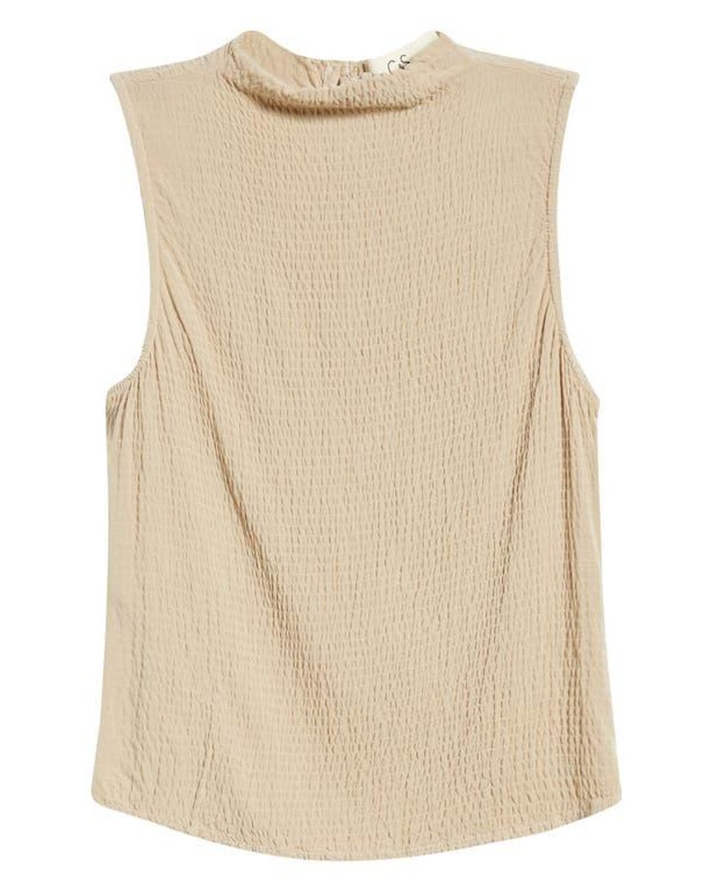 Cloth & Stone Smocked Funnel Neck Top in Natural | Lyst