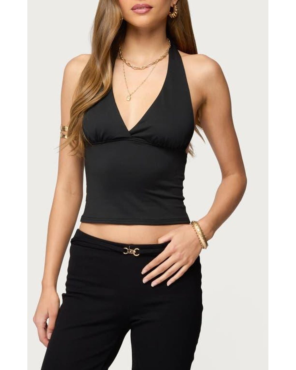 Edikted Phia Halter Top in Black | Lyst