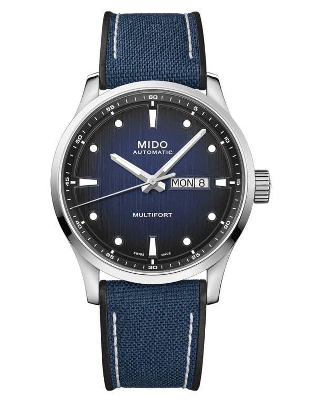 MIDO Multifort Automatic Fabric & Rubber Strap Watch, 42Mm in Blue for ...