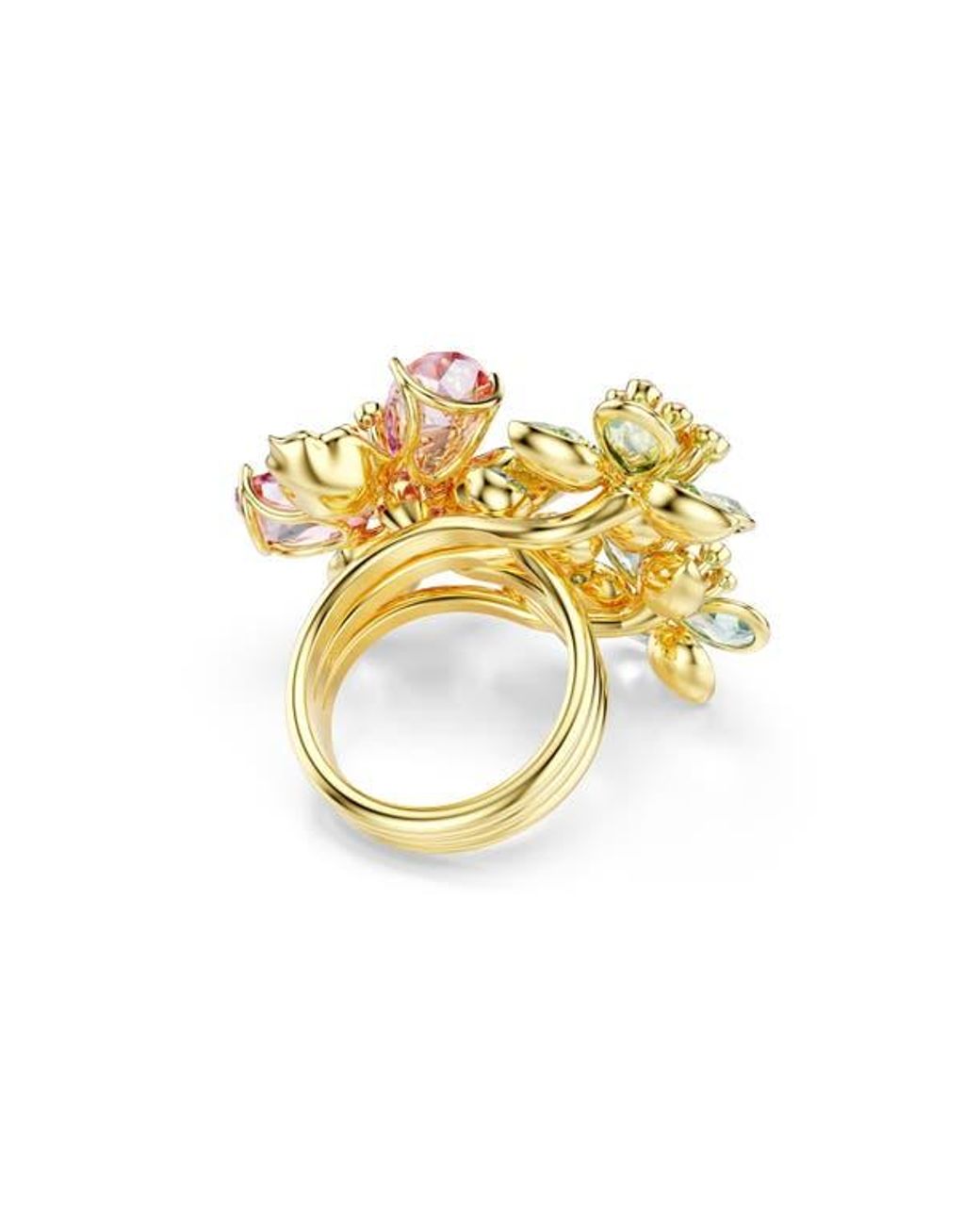 Swarovski Idyllia Triple Crystal Flower Cocktail Ring in White | Lyst