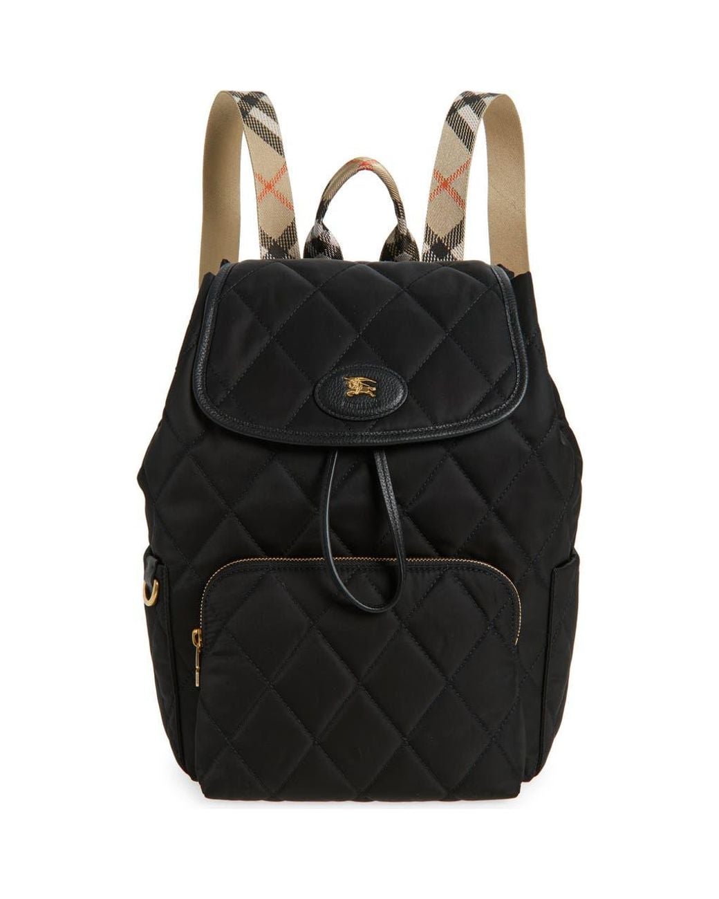 Burberry Horseshoe Quilted Nylon Backpack in Black | Lyst