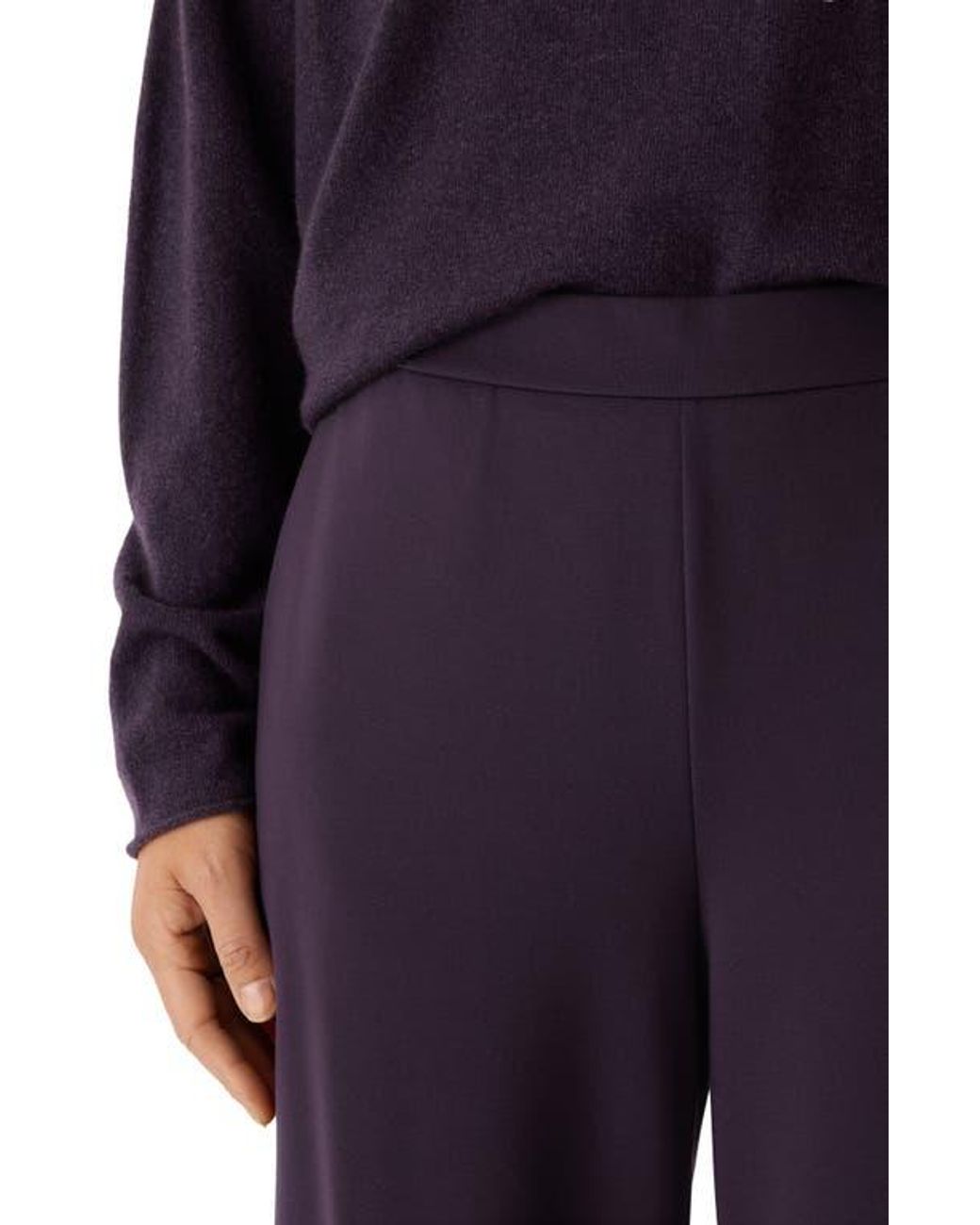 Eileen Fisher Ankle Wide Leg Pants in Blue | Lyst