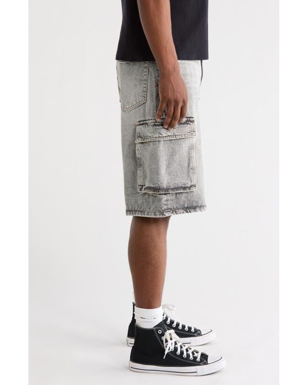 PacSun Peter Extreme Baggy Denim Cargo Shorts in Gray for Men | Lyst