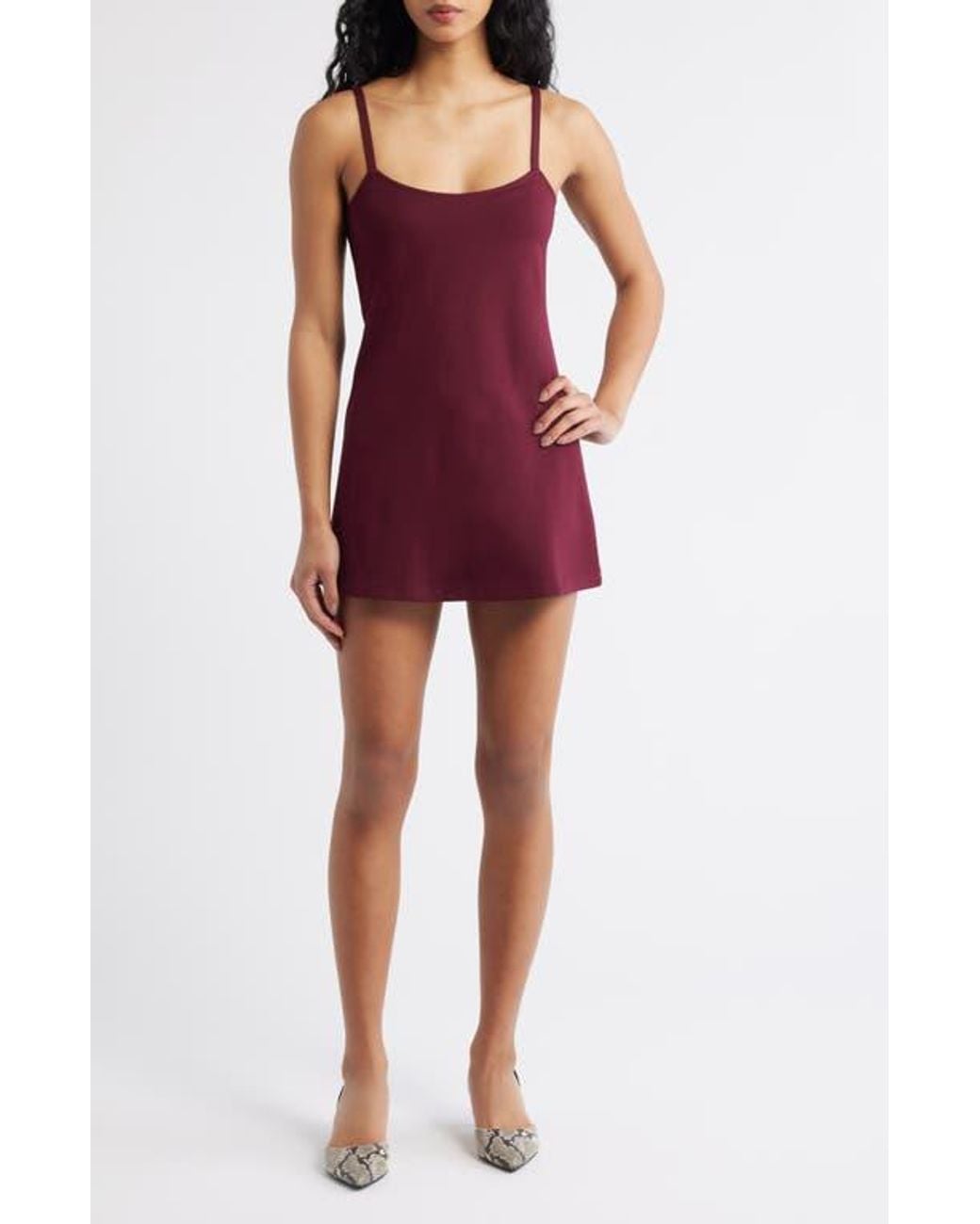 ARTLESS FOREVER Spaghetti Strap Slip Minidress in Red | Lyst