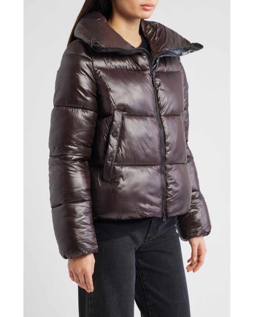 Save The Duck Isla Water Resistant Puffer Coat in Brown | Lyst