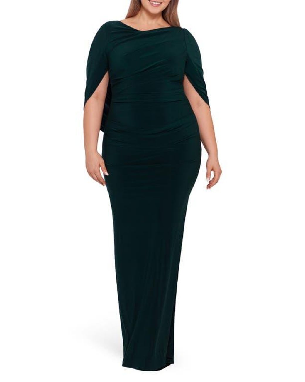 Betsy & Adam Drape Back Column Gown in Blue | Lyst