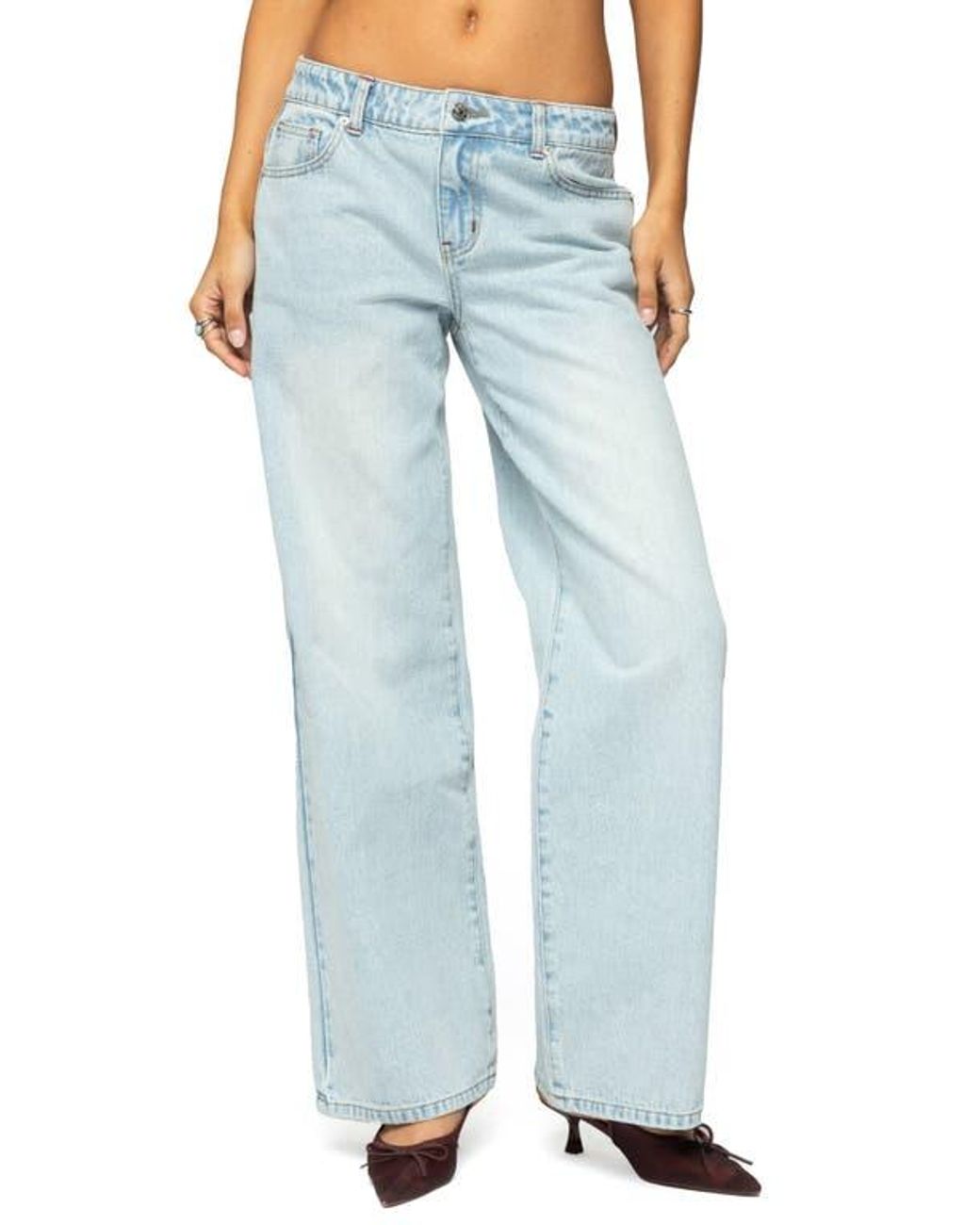 Edikted Ace Relaxed Low Rise Wide Leg Jeans in Blue | Lyst
