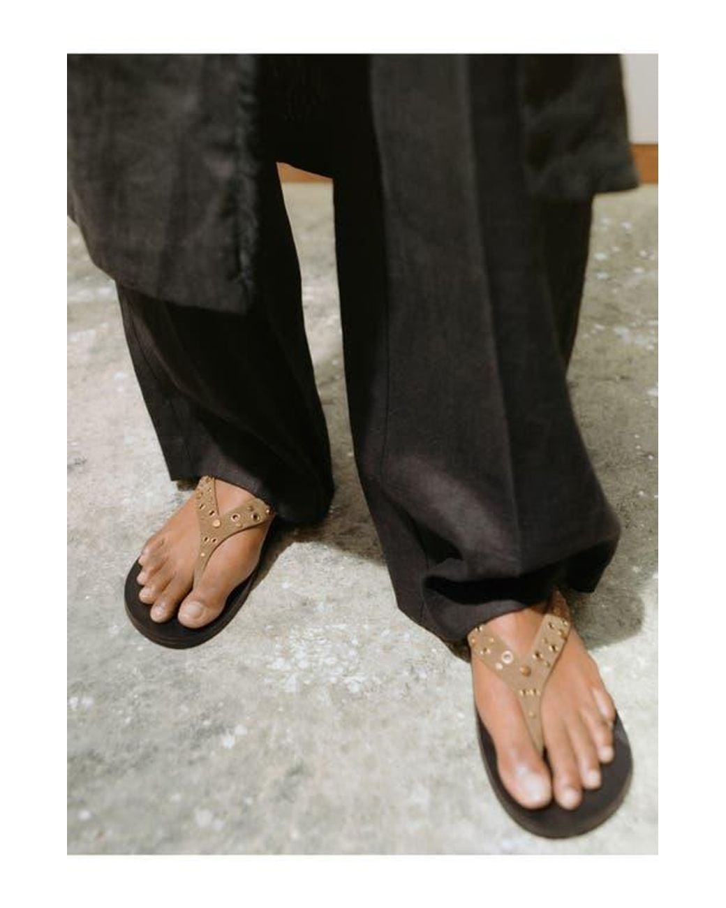 Mango Grommet & Stud Flip Flop in Brown | Lyst