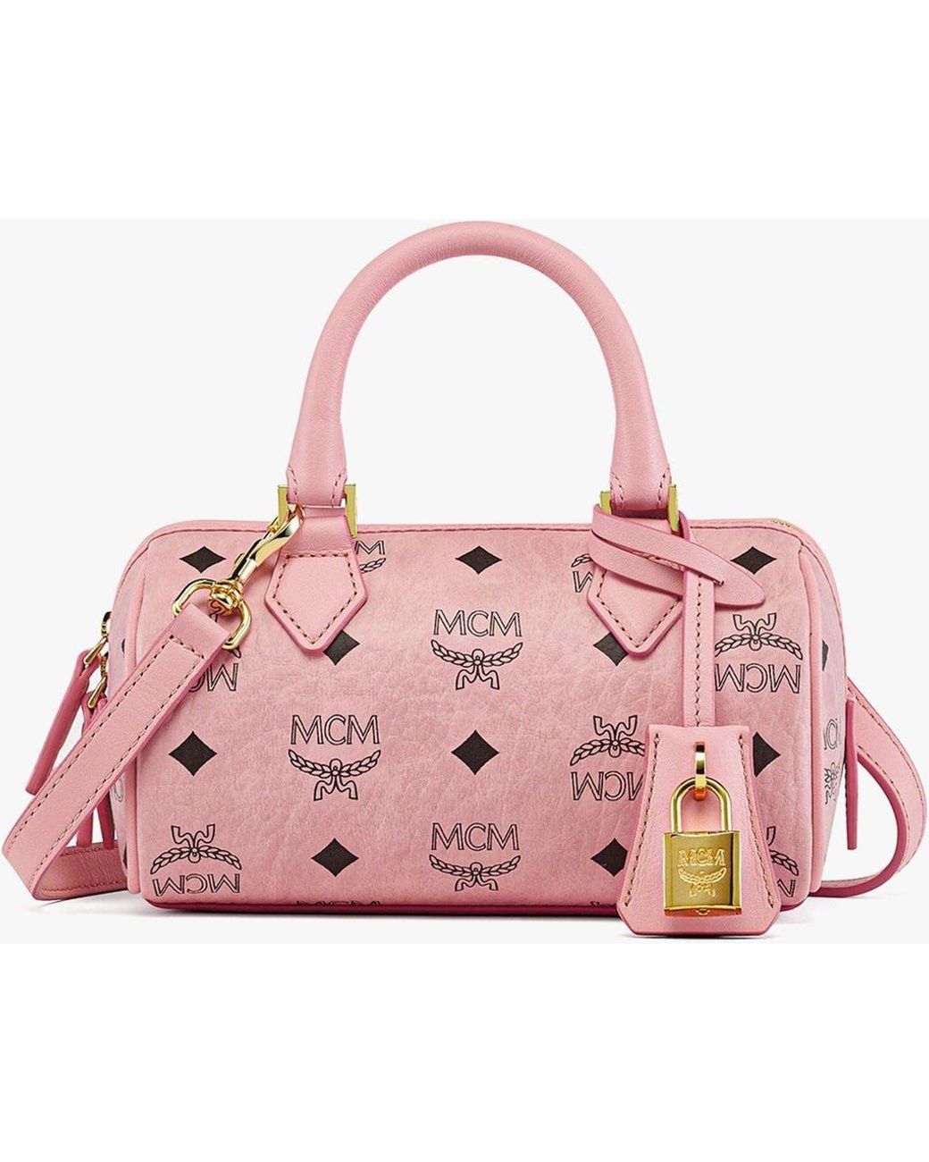 MCM Mini Ella Boston Bag in Pink | Lyst
