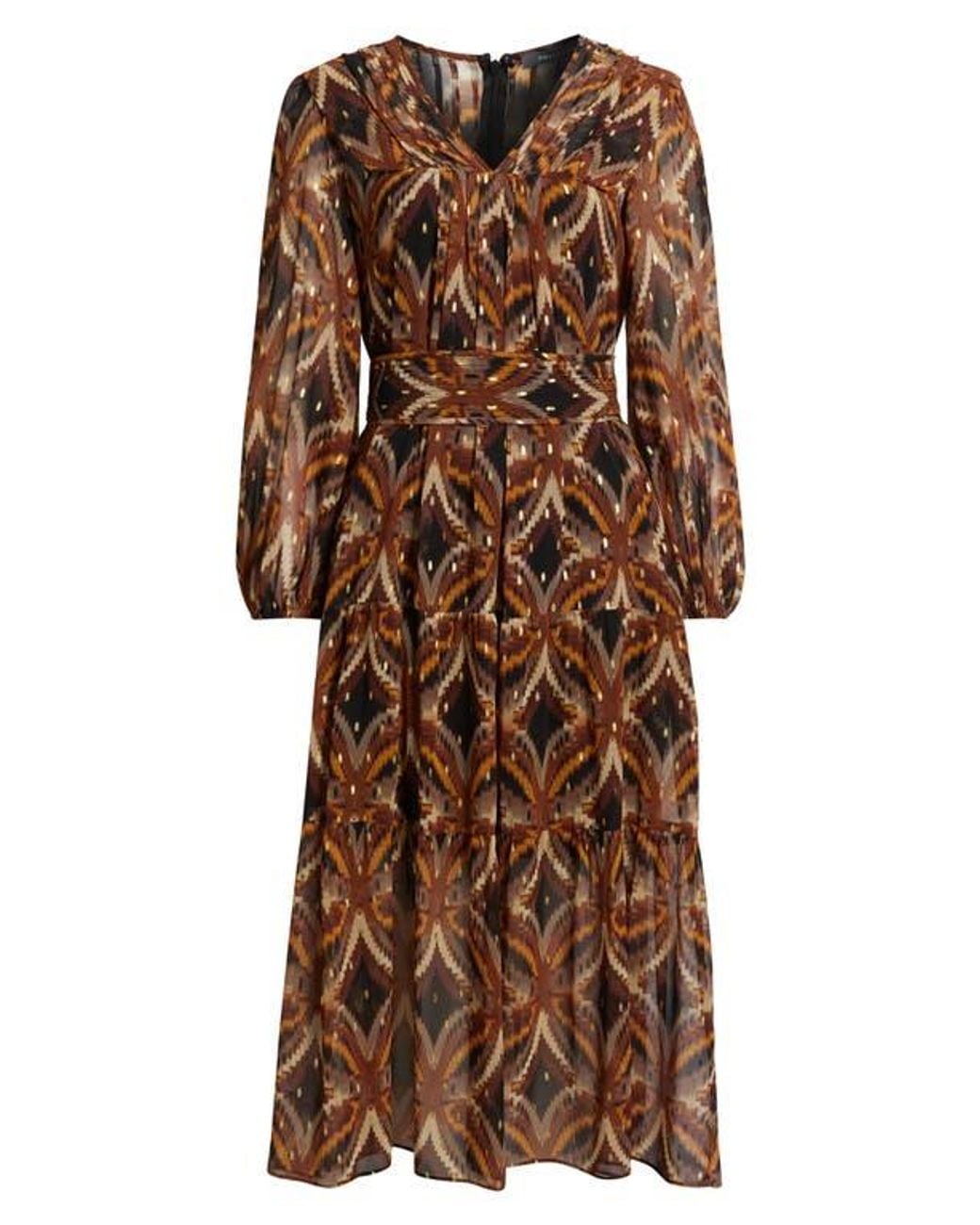 Julia Jordan Metallic Fleck Abstract Print Long Sleeve Chiffon Dress in ...