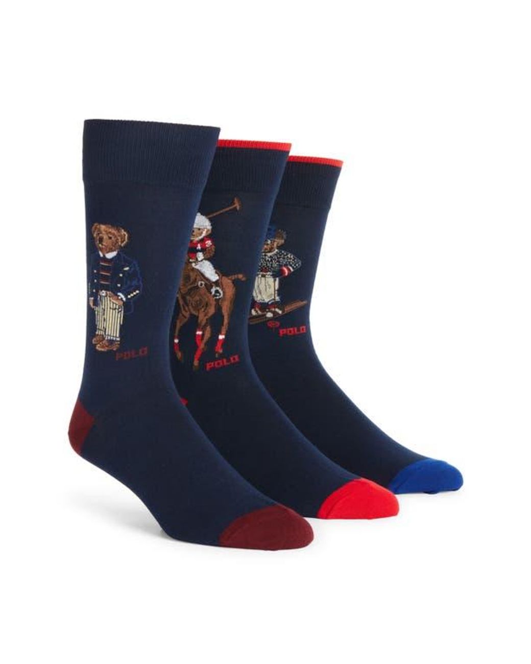 Polo Ralph Lauren Assorted 3-Pack Polo Bear Dress Socks Gift Box in ...