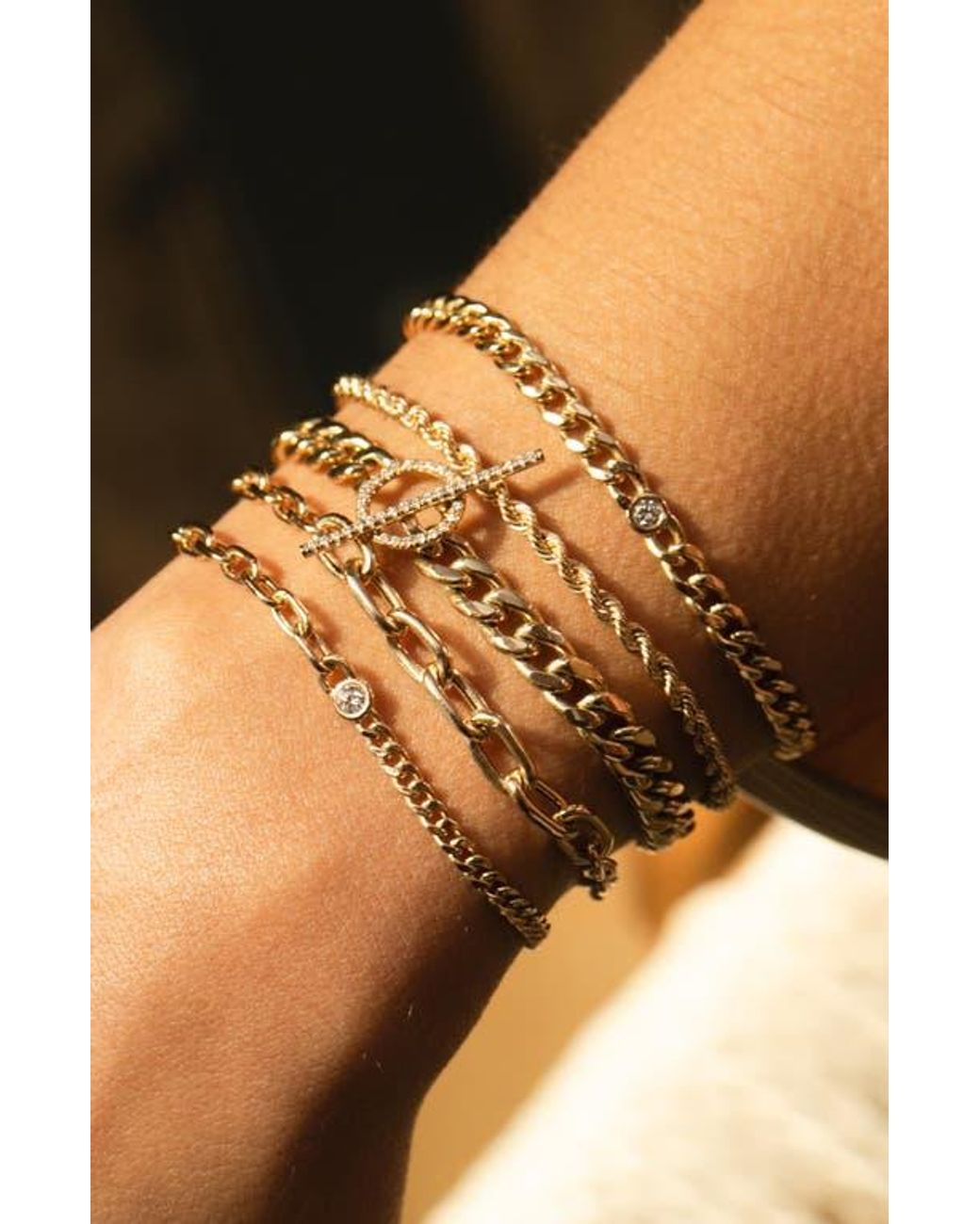 Zoe Chicco Floating Diamond Bezel Curb Chain Bracelet in Metallic | Lyst