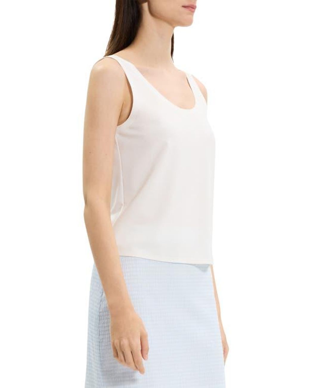 Theory Raw Trim Tank in White | Lyst