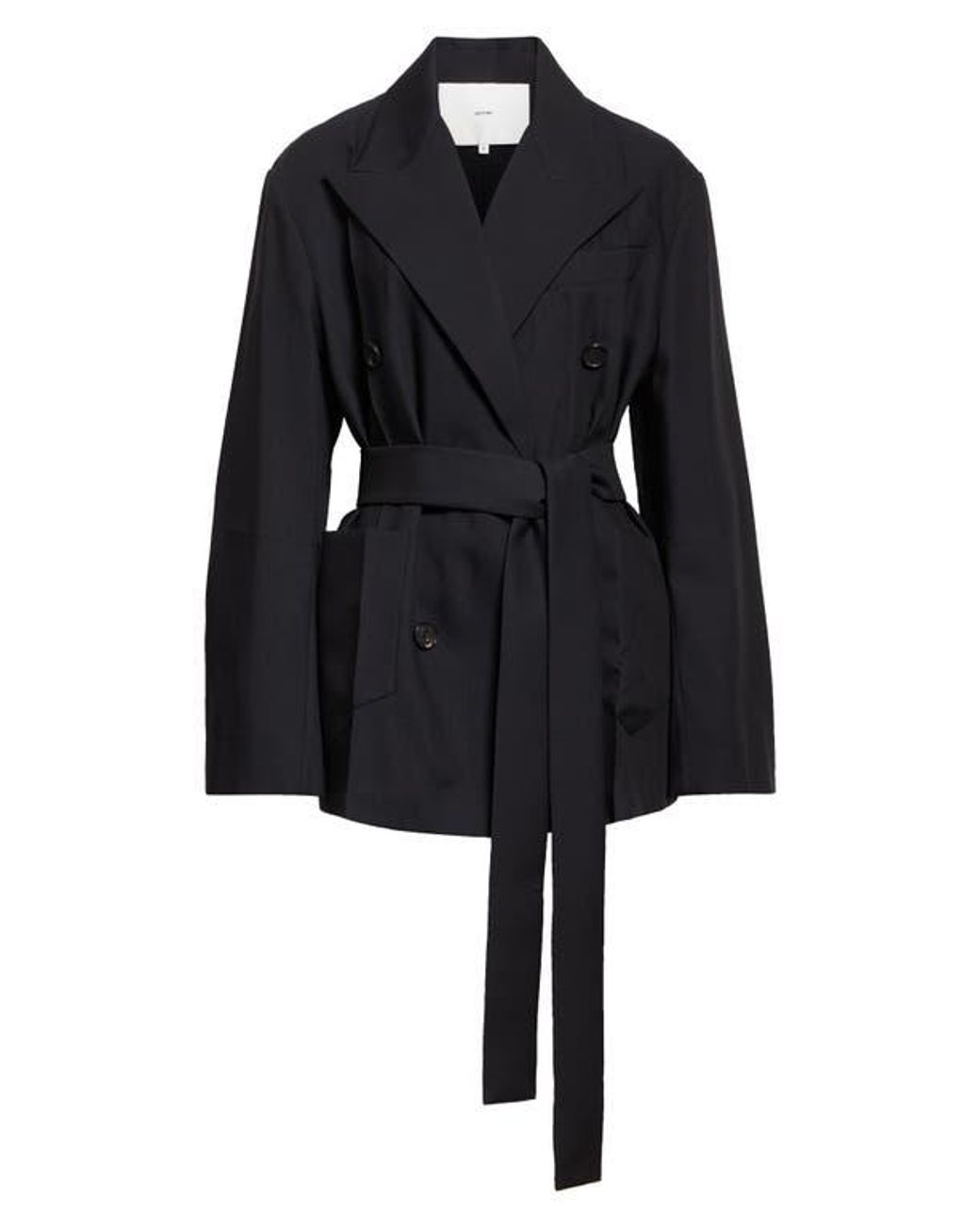 Setchu Origami Belted Virgin Wool Blend Jacket in Black | Lyst