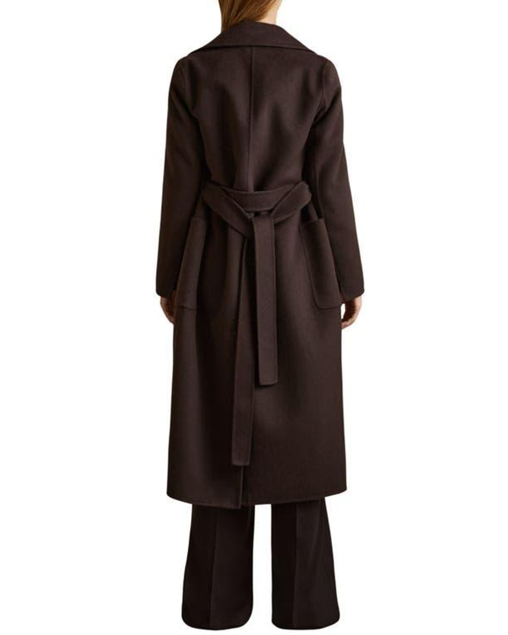 Reiss Lucia Belted Wool Blend Coat in Black | Lyst