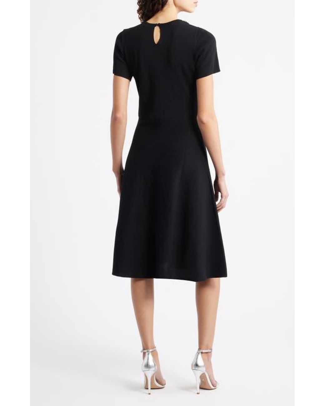Julia Jordan Embellished Knit Fit & Flare Dress in Black | Lyst