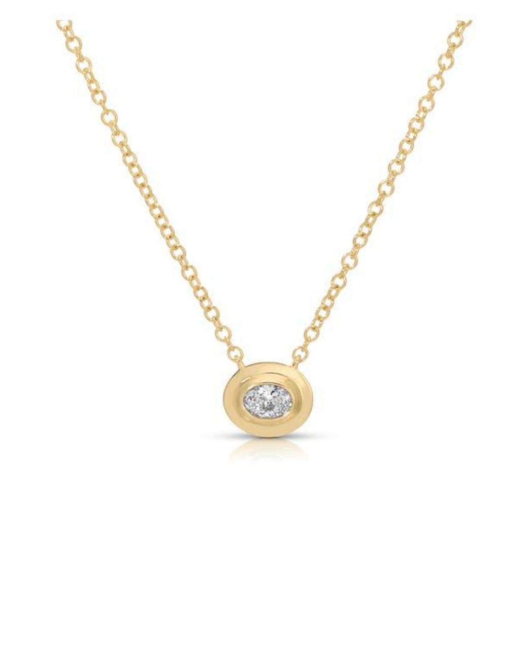 EF Collection Oval Diamond Pendant Necklace in Metallic | Lyst