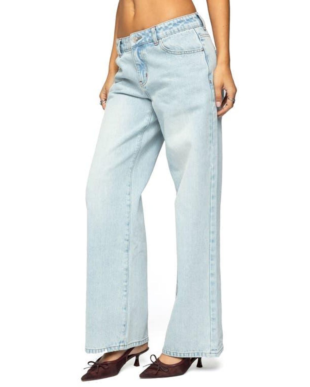 Edikted Ace Relaxed Low Rise Wide Leg Jeans in Blue | Lyst