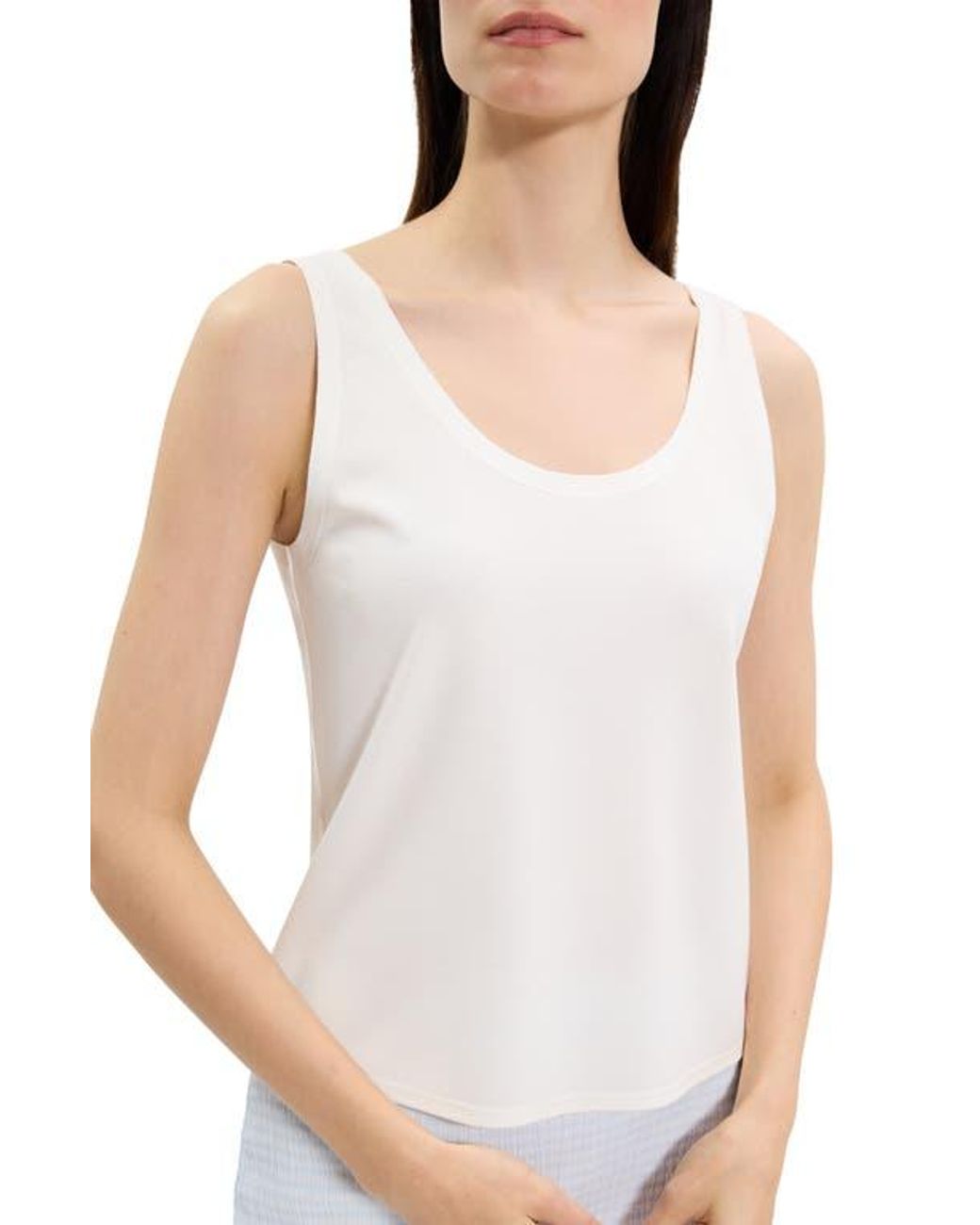 Theory Raw Trim Tank in White | Lyst