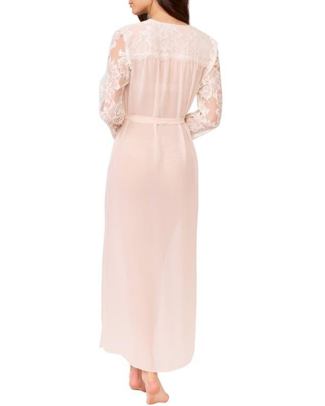 Rya Collection Royale Lace Sleeve Chiffon Robe in Pink | Lyst