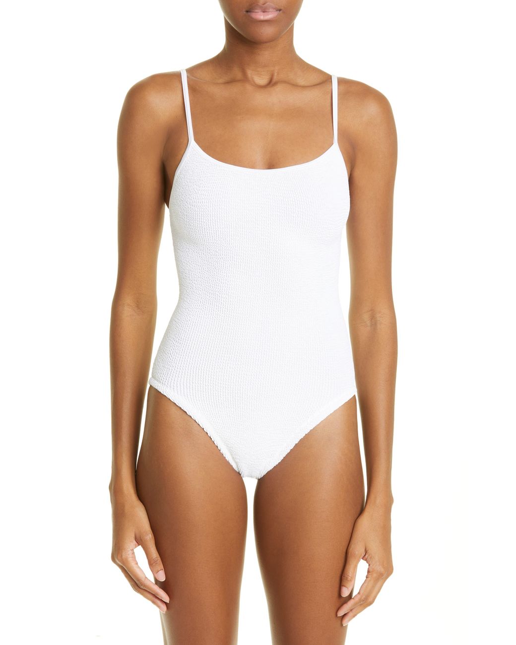 Hunza G Pamela Crinkle One-piece Swimsuit in White | Lyst Hunza G Pamela Crinkle One-piece Swimsuit in White | Lyst