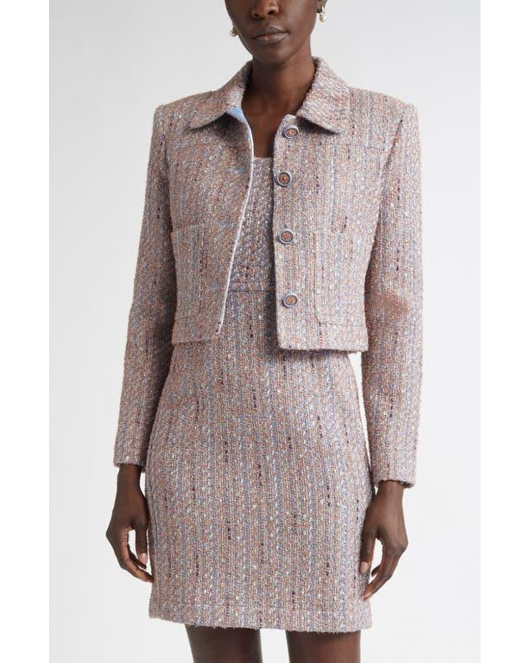St. John Naomi Crop Tweed Jacket | Lyst
