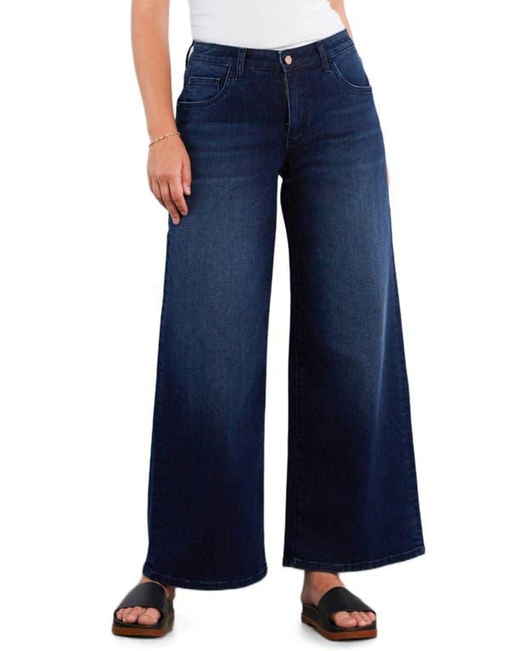 HINT OF BLU Relaxed Wide Leg Jeans in Blue | Lyst