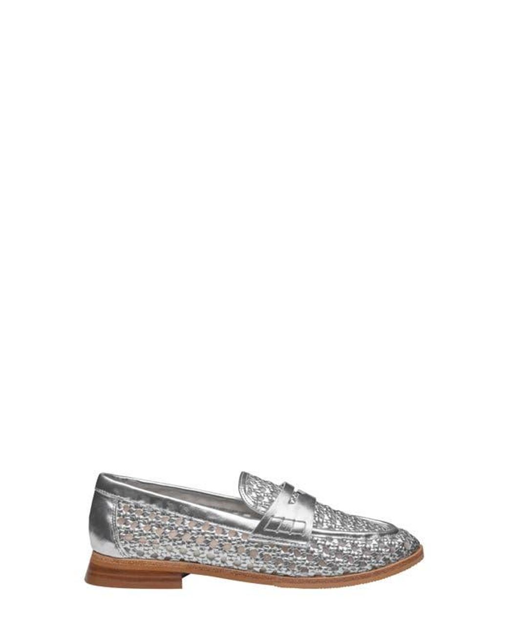 Johnston & Murphy Gillian Woven Penny Loafer in White | Lyst
